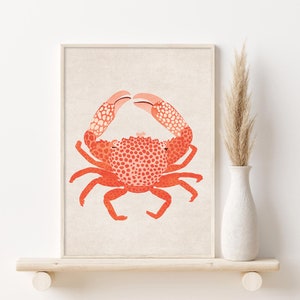 Set of 3 Prints,red Lobster, Crab, Seastar Watercolor Art, Nautical ...