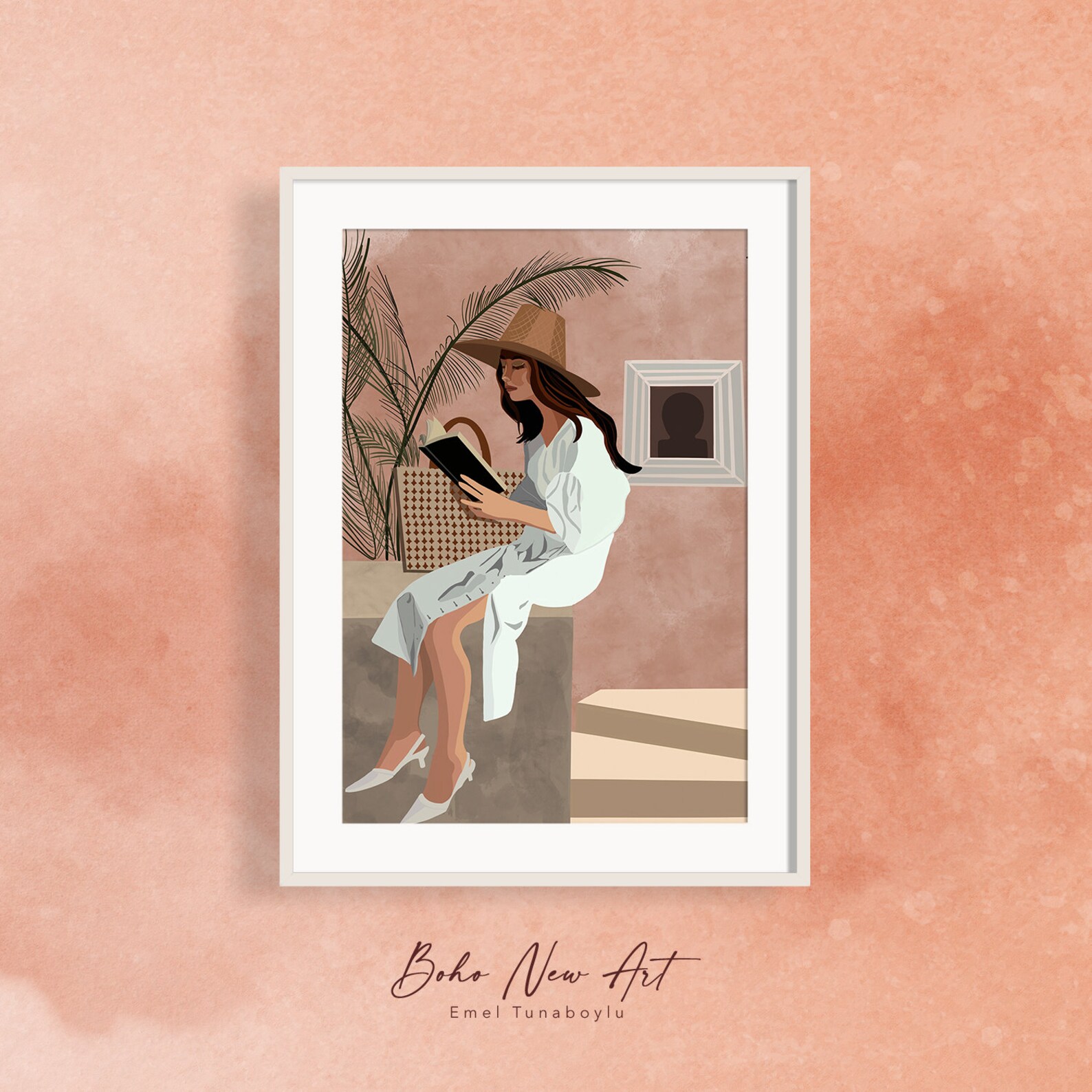 Boho Woman Reading Book Print Art. Modern Woman Poster. Smart | Etsy