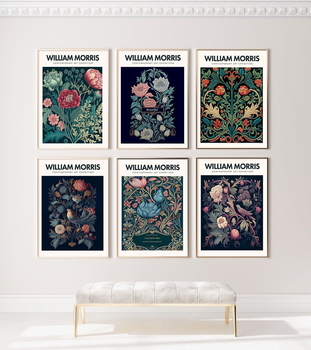 Set of 6 William Morris Poster Print, Art Nouveau Print, Exhibition ...