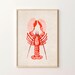 Set of 2 Prints ,red Lobster, Red Crab, Watercolor Art, Nautical ...