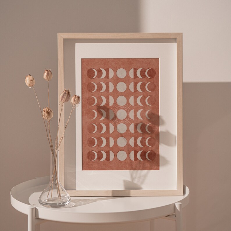 Astrological Moon Phases Poster Boho Abstract Moon Print | Etsy