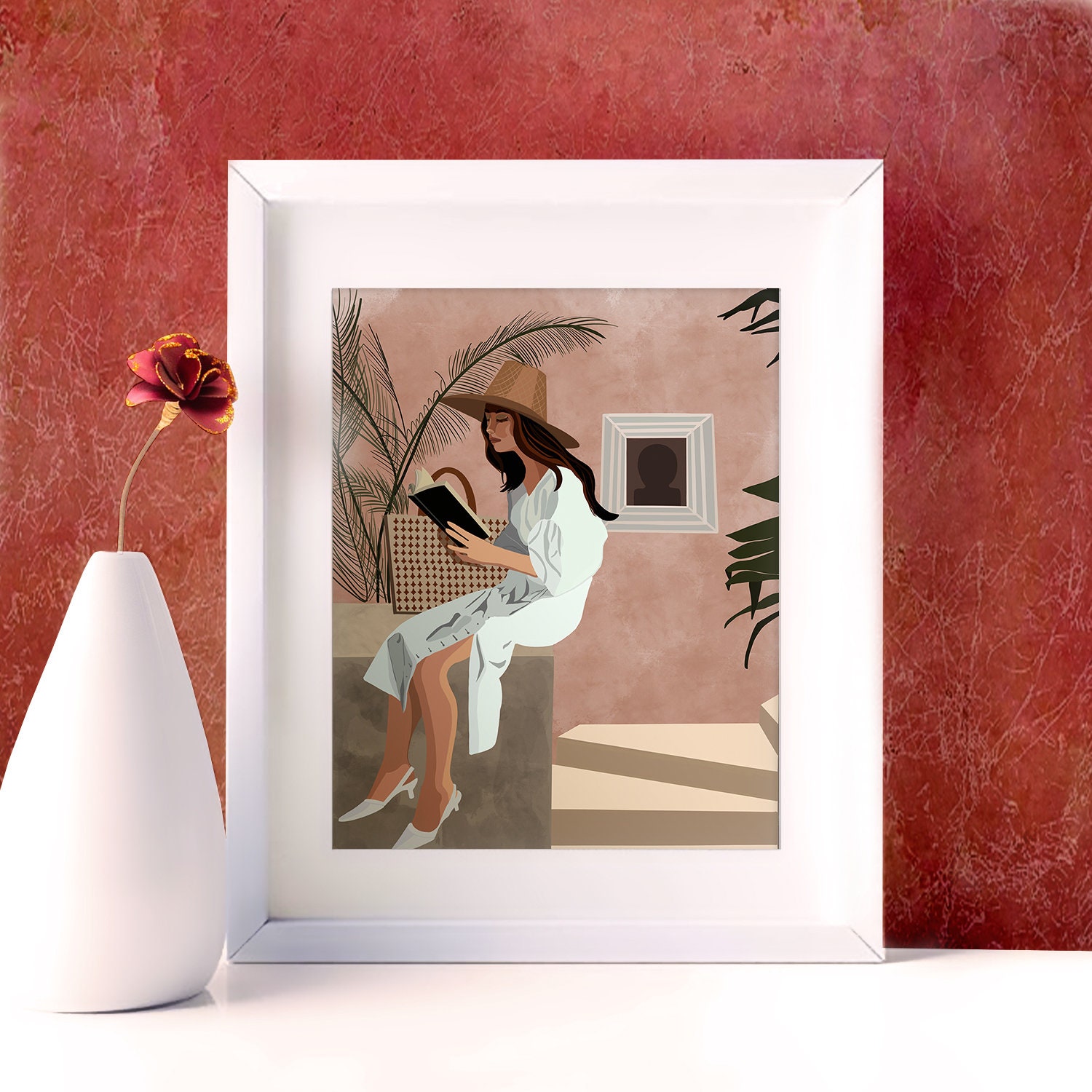 Boho Woman Reading Book Print Art. Modern Woman Poster. Smart | Etsy