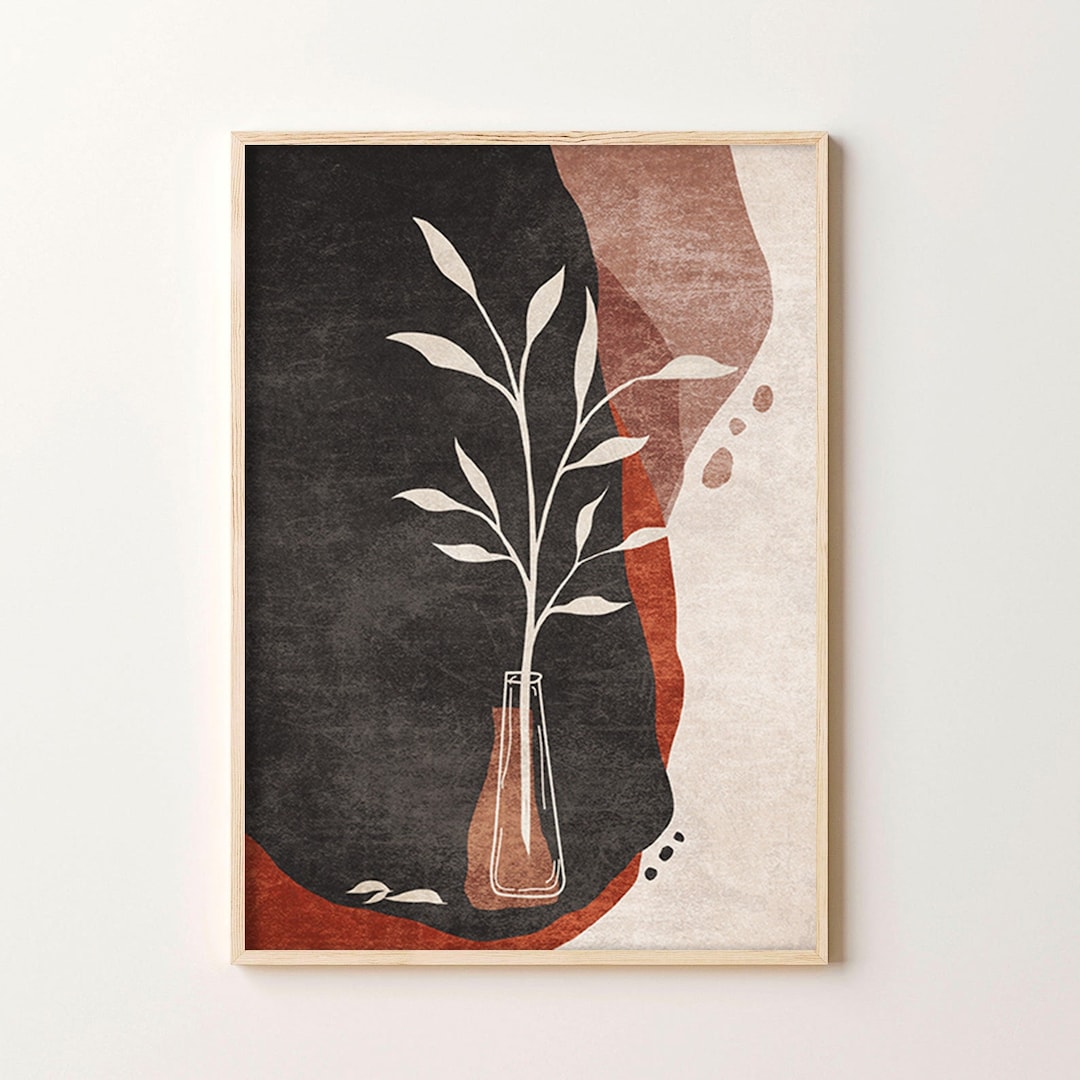 Boho Floral Printable Wall Art, Plant and Vase Printable Wall Art ...