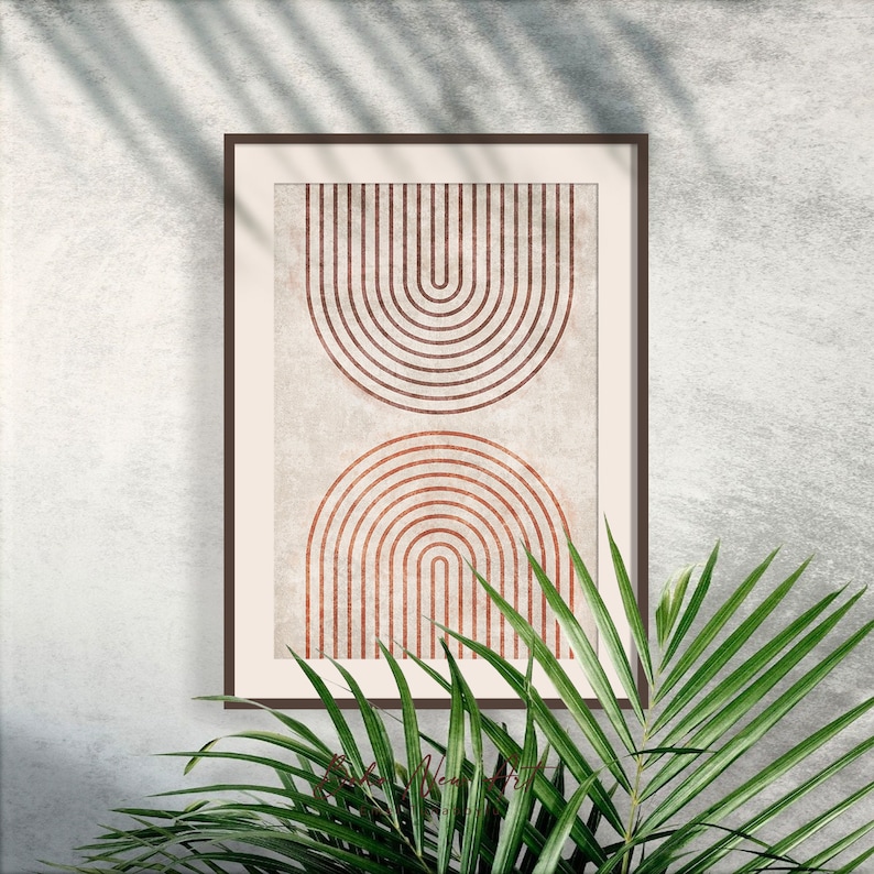 Abstract Rainbow Wall Print Minimalist Line Art Terracotta - Etsy