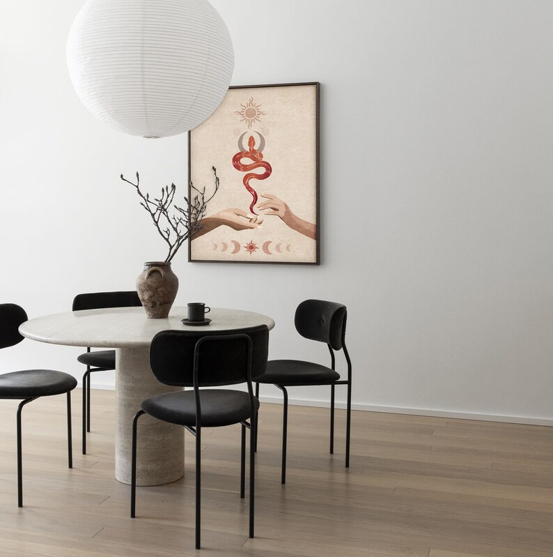 Snake Art Print. Abstract Serpent Art Poster. Healing Sun | Etsy