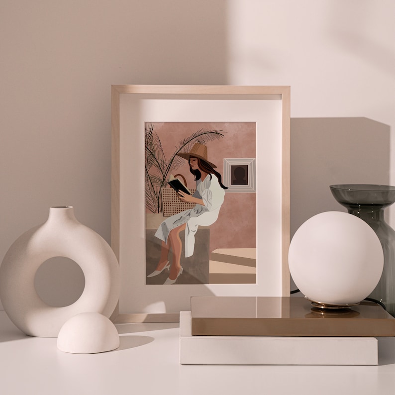 Boho Woman Reading Book Print Art. Modern Woman Poster. Smart | Etsy