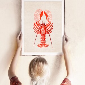 Set of 3 Prints,red Lobster, Crab, Seastar Watercolor Art, Nautical ...