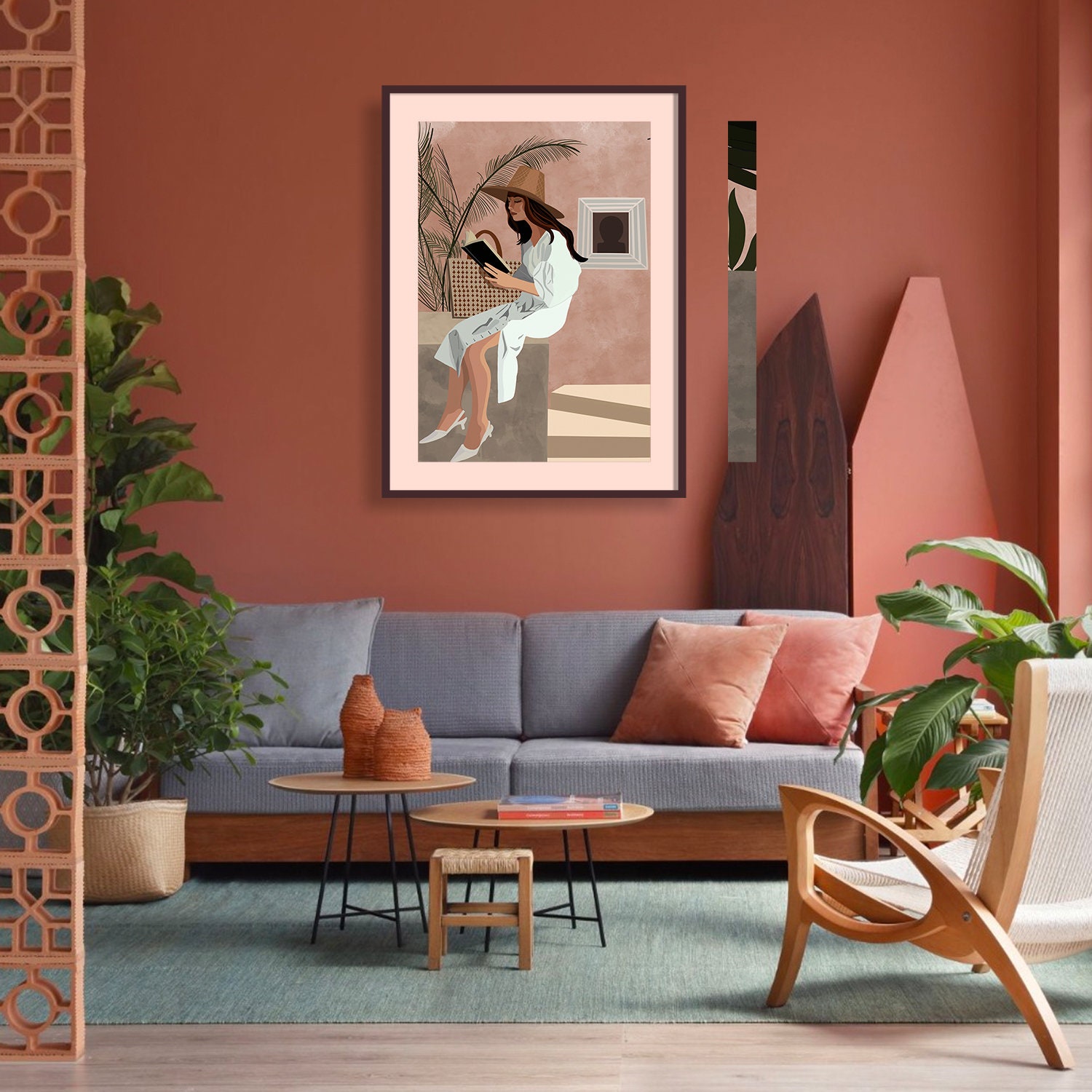 Boho Woman Reading Book Print Art. Modern Woman Poster. Smart | Etsy