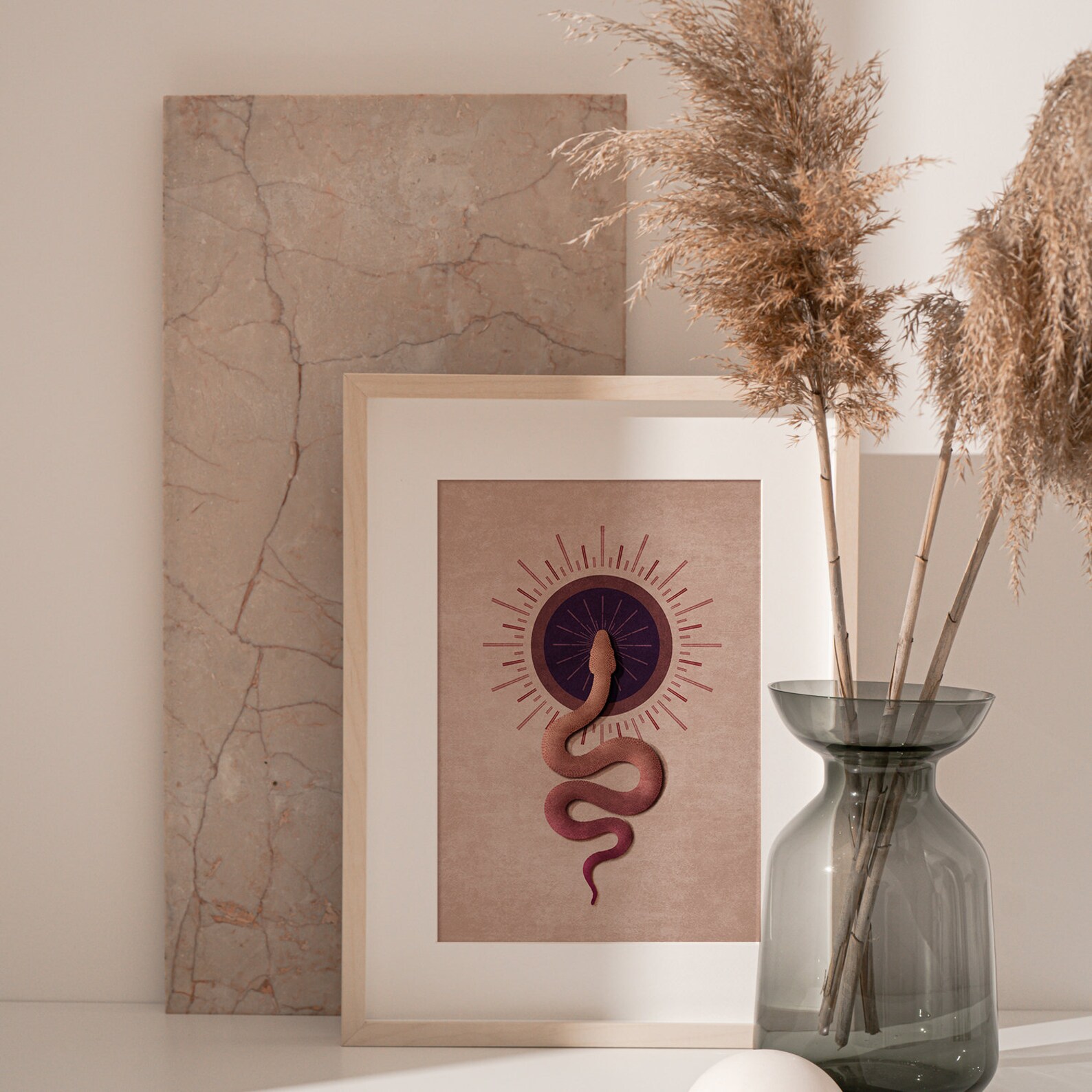 Snake Art Print. Abstract Serpent Art Poster. Healing Sun - Etsy