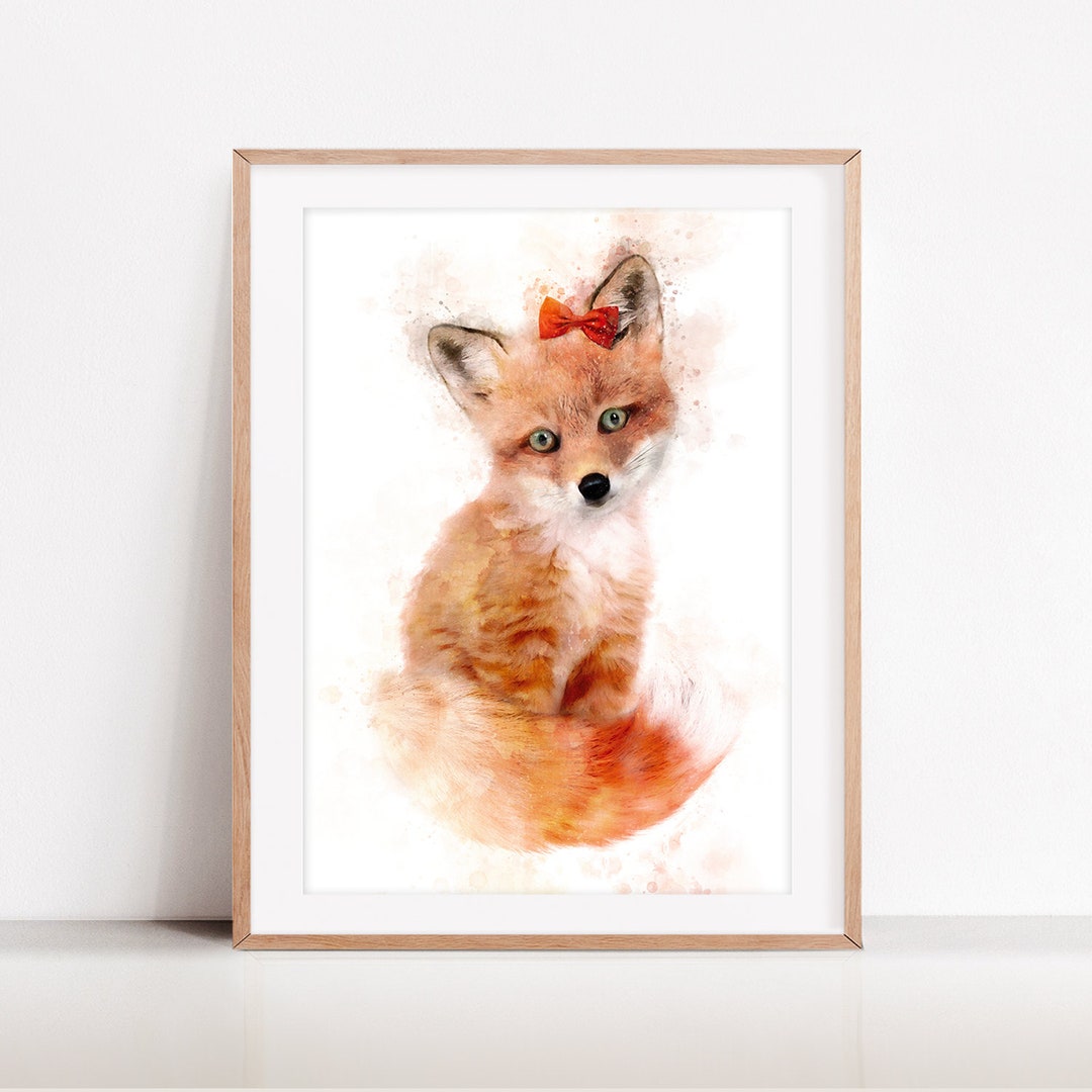 Süßes Baby Fuchs Poster, Fuchs WandKunst Druck, Wald kinderzimmer ...