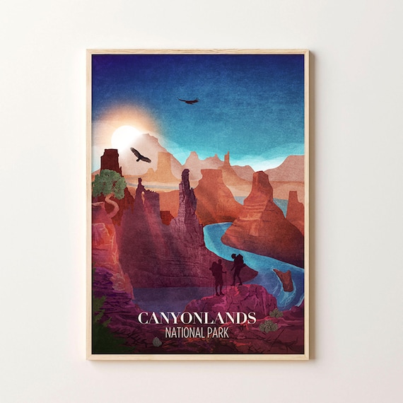 Utah Canyonlands Poster National Park Print Vintage Travel - Etsy