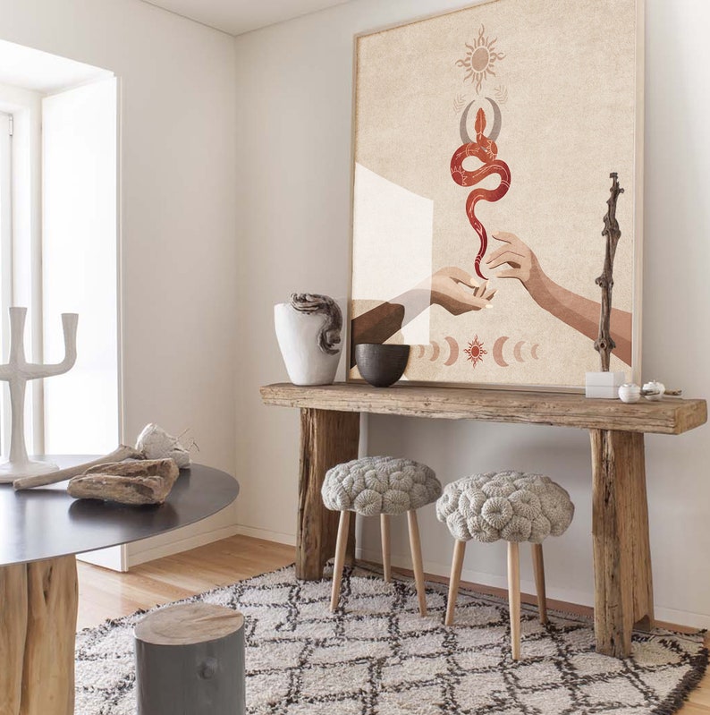 Snake Art Print. Abstract Serpent Art Poster. Healing Sun | Etsy