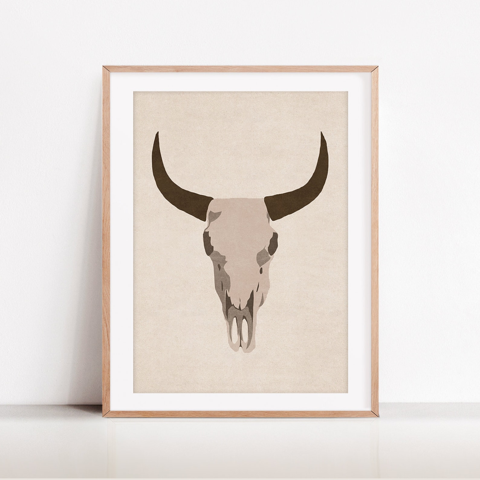 Western Boho Landscape, Buffalo Skull Art, Cowboy Hats Print, Western ...