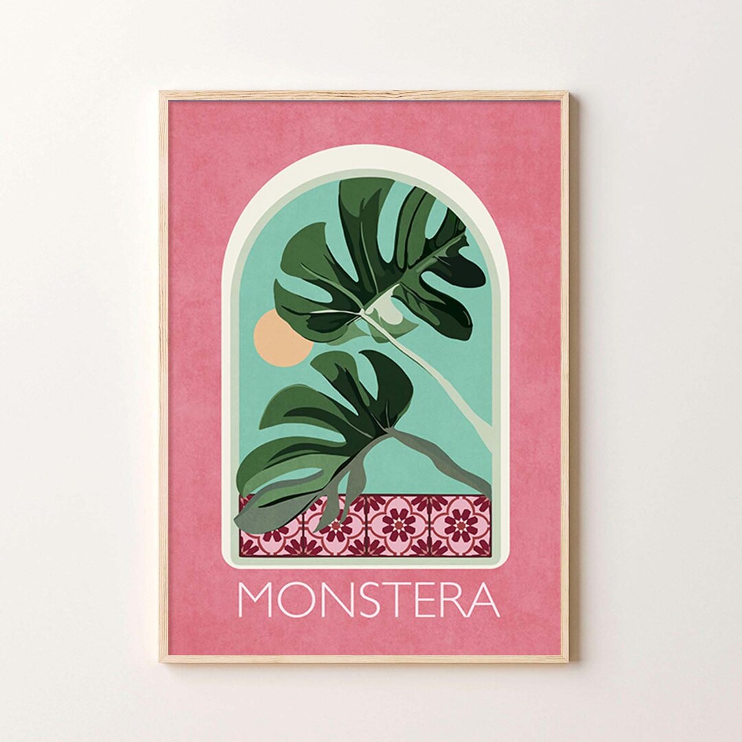 Monstera House Plant Digital Art, Digital Art Download Abstract Green ...