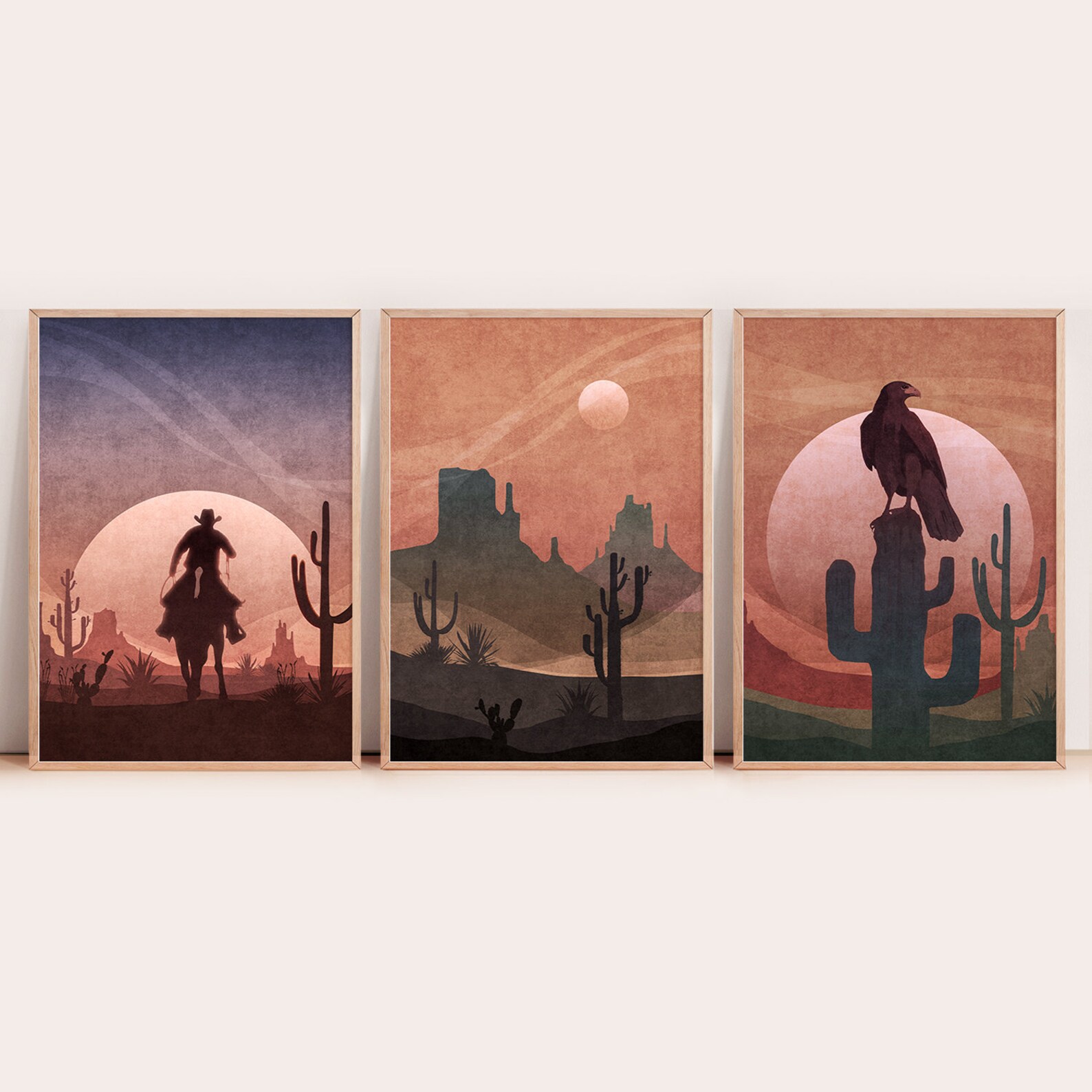 Western Sunset Wall Art Desert Wall Art Western Wall Art - Etsy