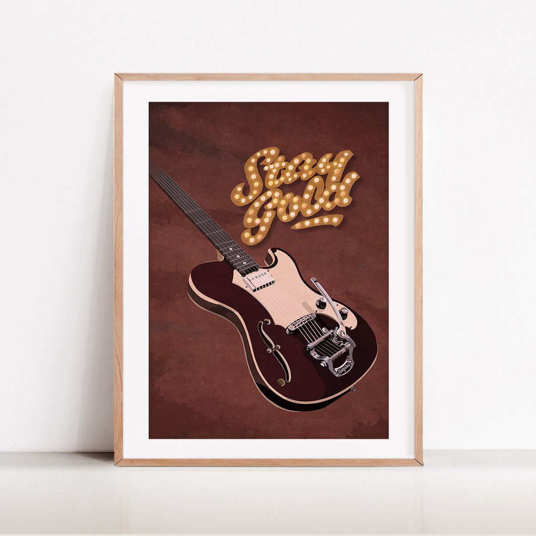 Retro Guıtar Wall Art, Rock'n Roll Guitar and Vocalist, Music Artwork ...