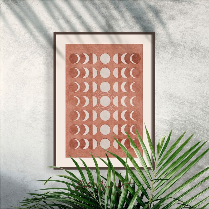 Astrological Moon Phases Poster Boho Abstract Moon Print | Etsy