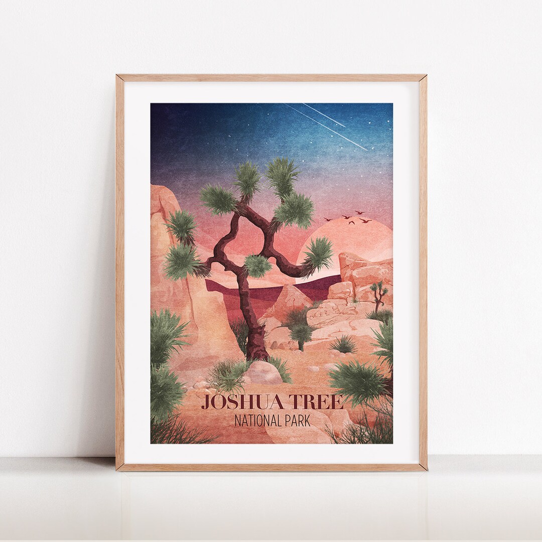 National Park Poster | Vintage Joshua Tree National Park Print | Travel ...