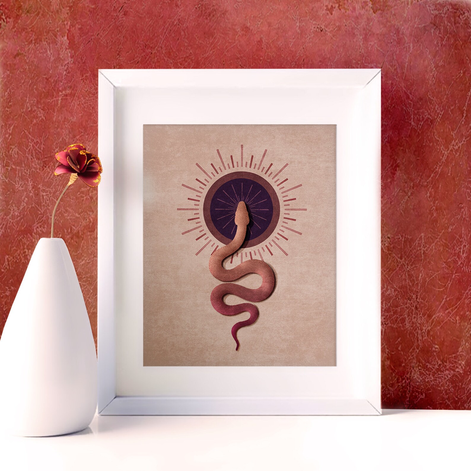 Snake Art Print. Abstract Serpent Art Poster. Healing Sun - Etsy
