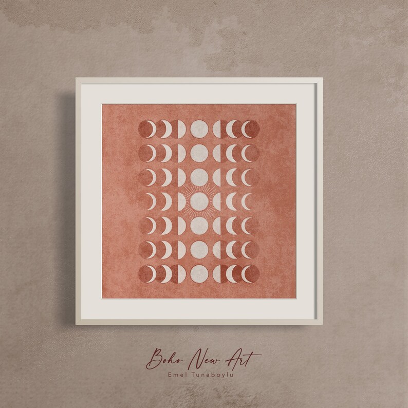 Astrological Moon Phases Poster Boho Abstract Moon Print | Etsy