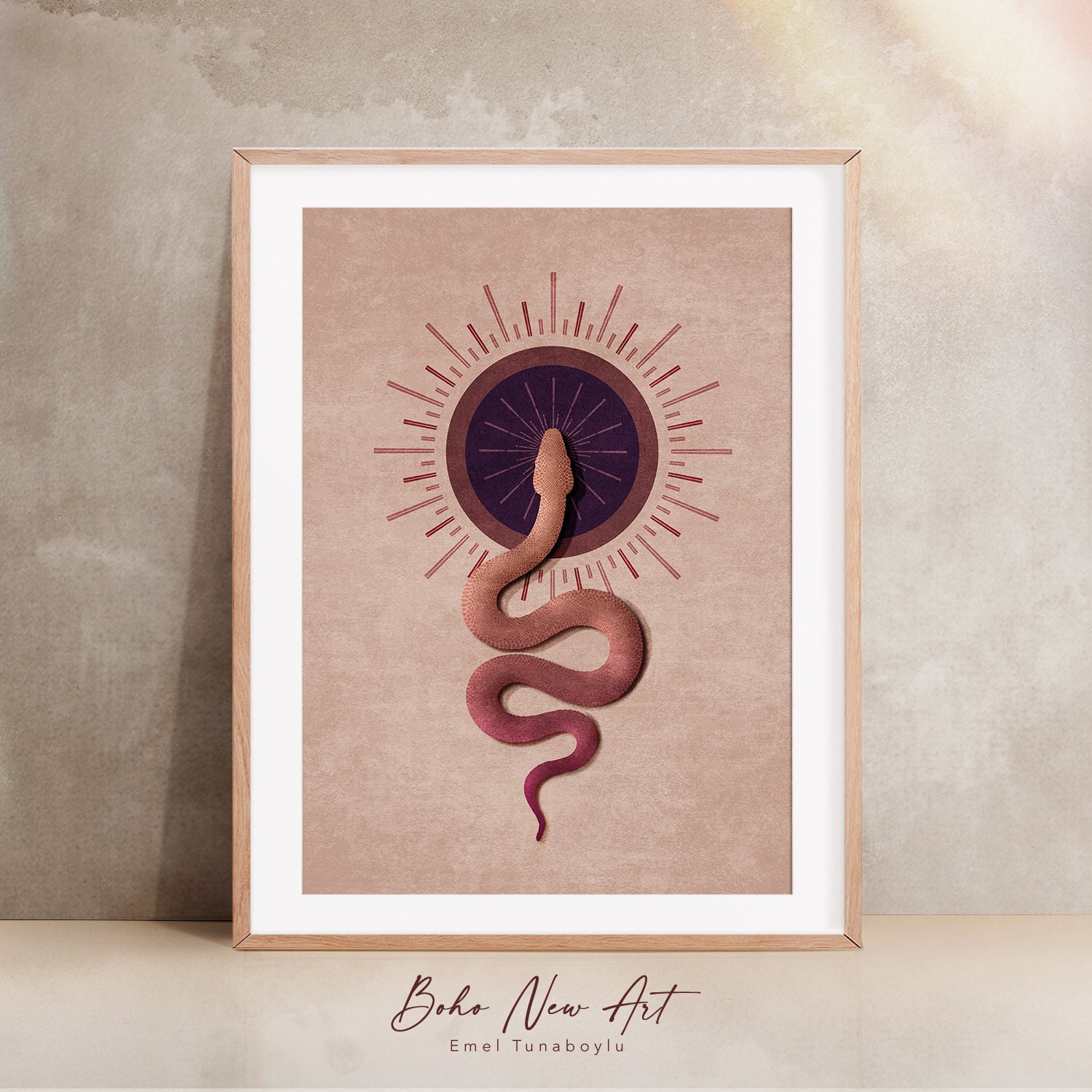 Snake Art Print. Abstract Serpent Art Poster. Healing Sun | Etsy