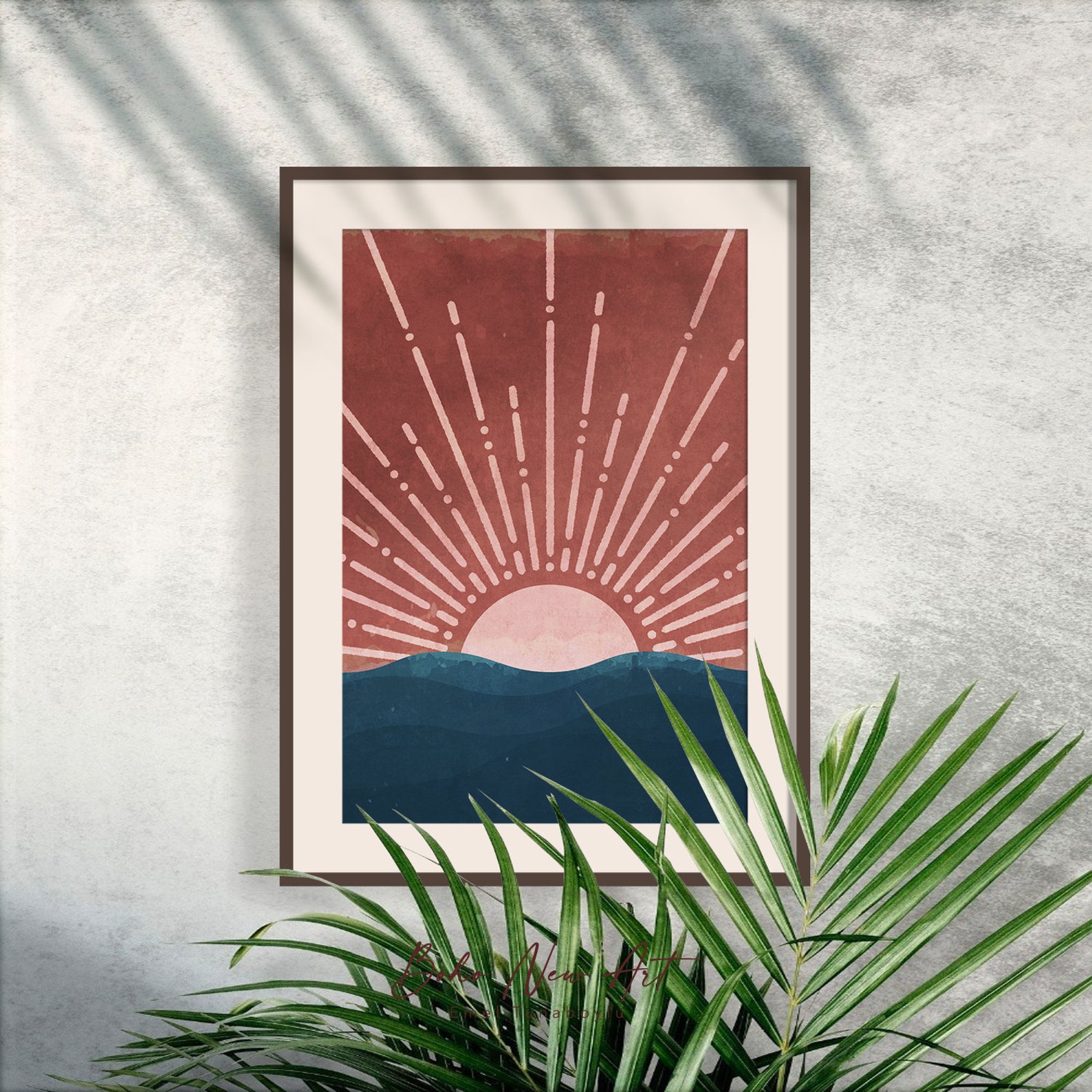 Rising Terracotta Sun Wall Art Nursery Boho Sun Rise Art - Etsy