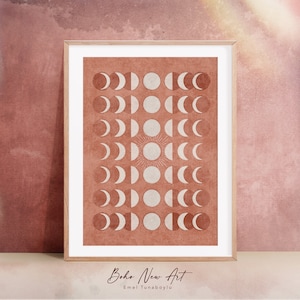 Astrological Moon Phases Poster, Boho Abstract Moon Print, Digital Art ...