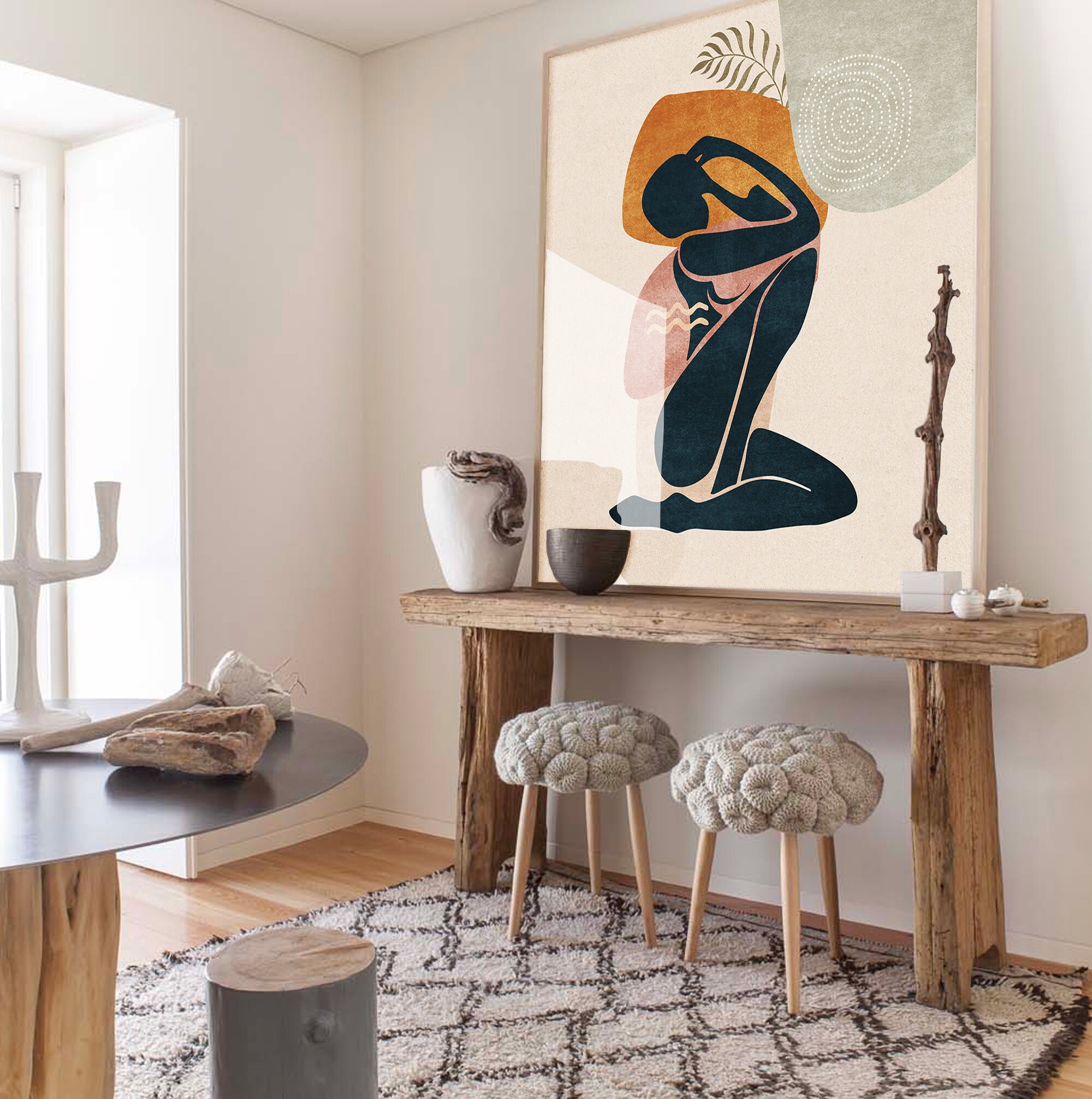 Abstract Wall Decor Living Room Modern Set of 2 Prints, Minimalist Wall ...