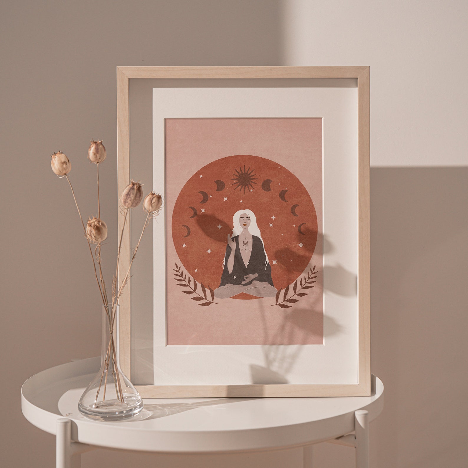 Healer Goddess, Mystical Meditation, Yoga Woman Art, Boho Girl Print ...