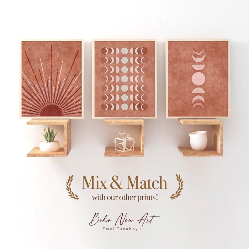 Astrological Moon Phases Poster Boho Abstract Moon Print | Etsy