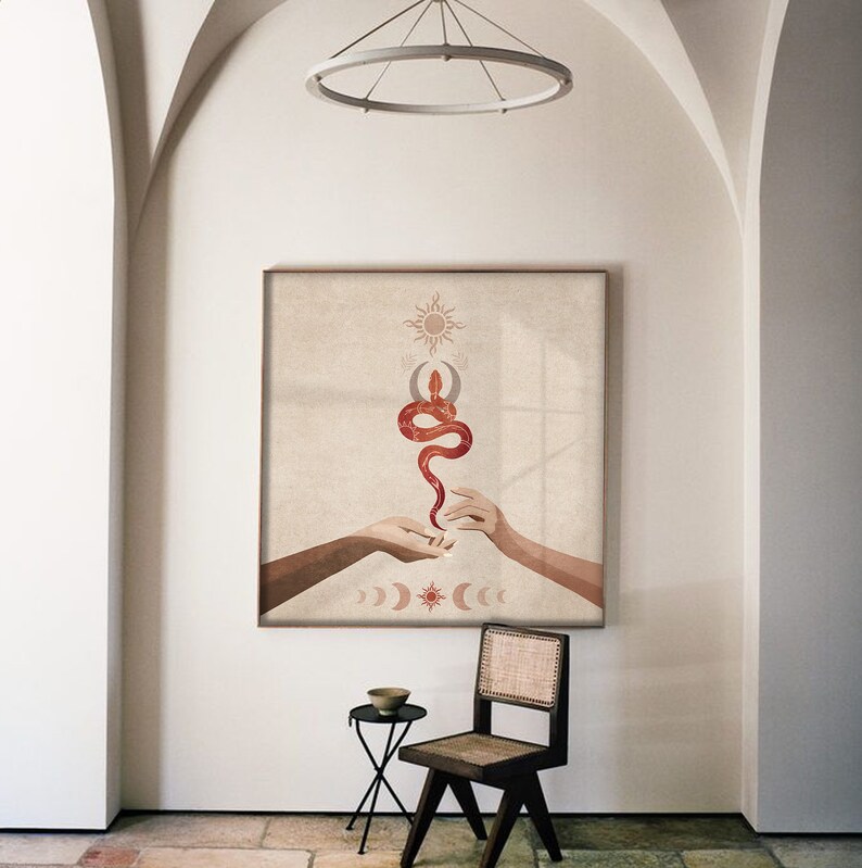 Snake Art Print. Abstract Serpent Art Poster. Healing Sun | Etsy