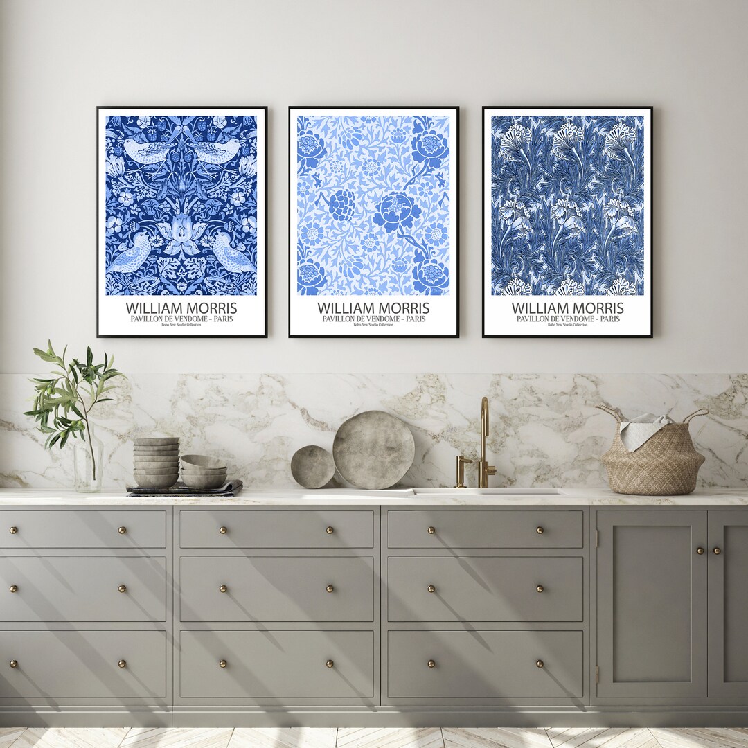 Blue Botanical William Morris Print Exhibition Poster, Blue Botanical ...