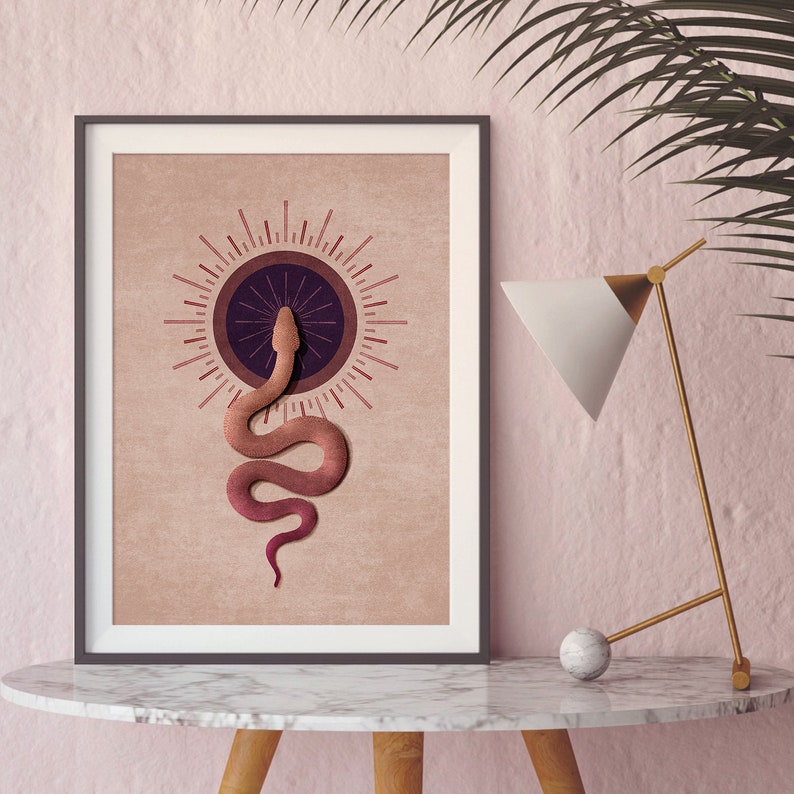 Snake Art Print. Abstract Serpent Art Poster. Healing Sun - Etsy