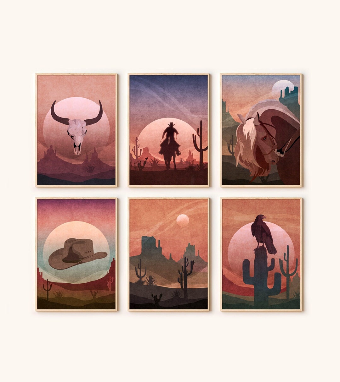 Western Print Art, Cowboy Poster, Southwestern Wall Gallery Art, Desert ...