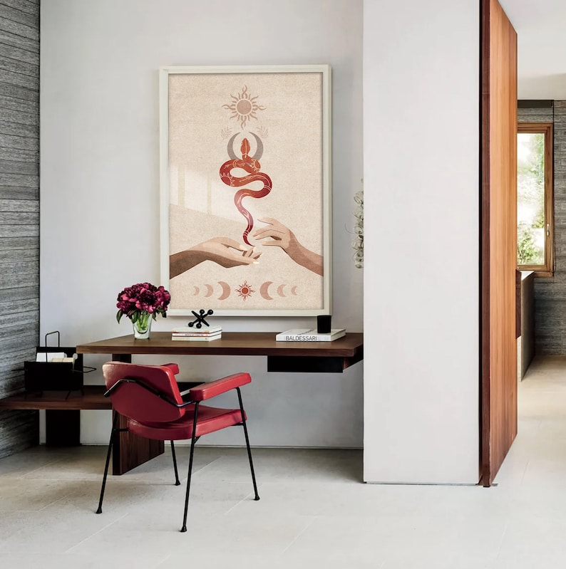 Snake Art Print. Abstract Serpent Art Poster. Healing Sun | Etsy