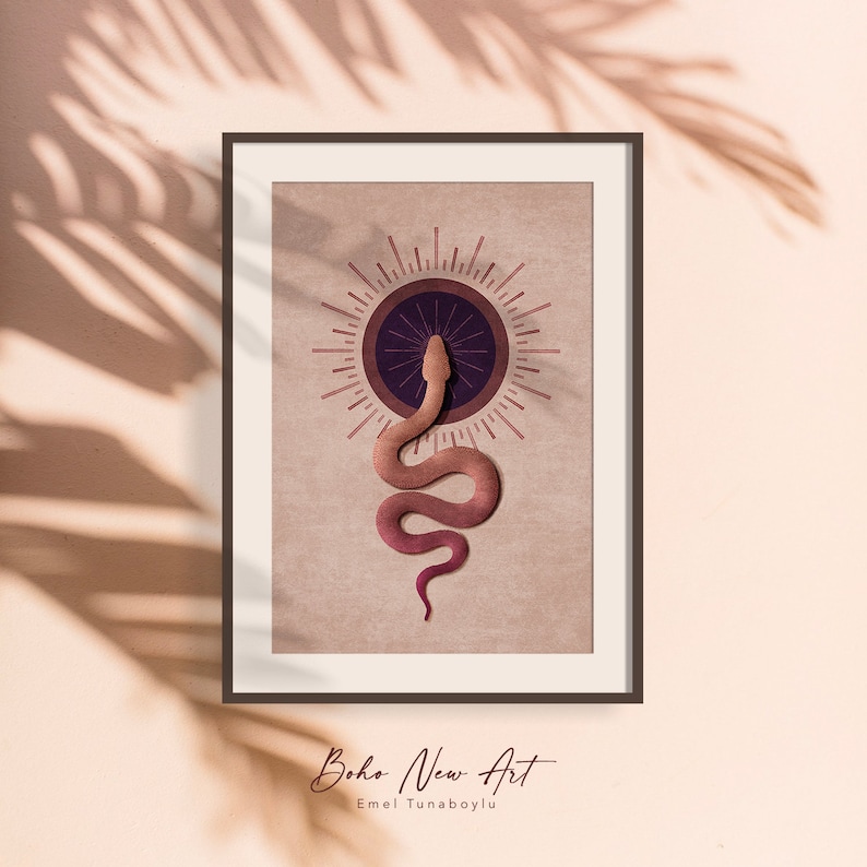 Snake Art Print. Abstract Serpent Art Poster. Healing Sun - Etsy