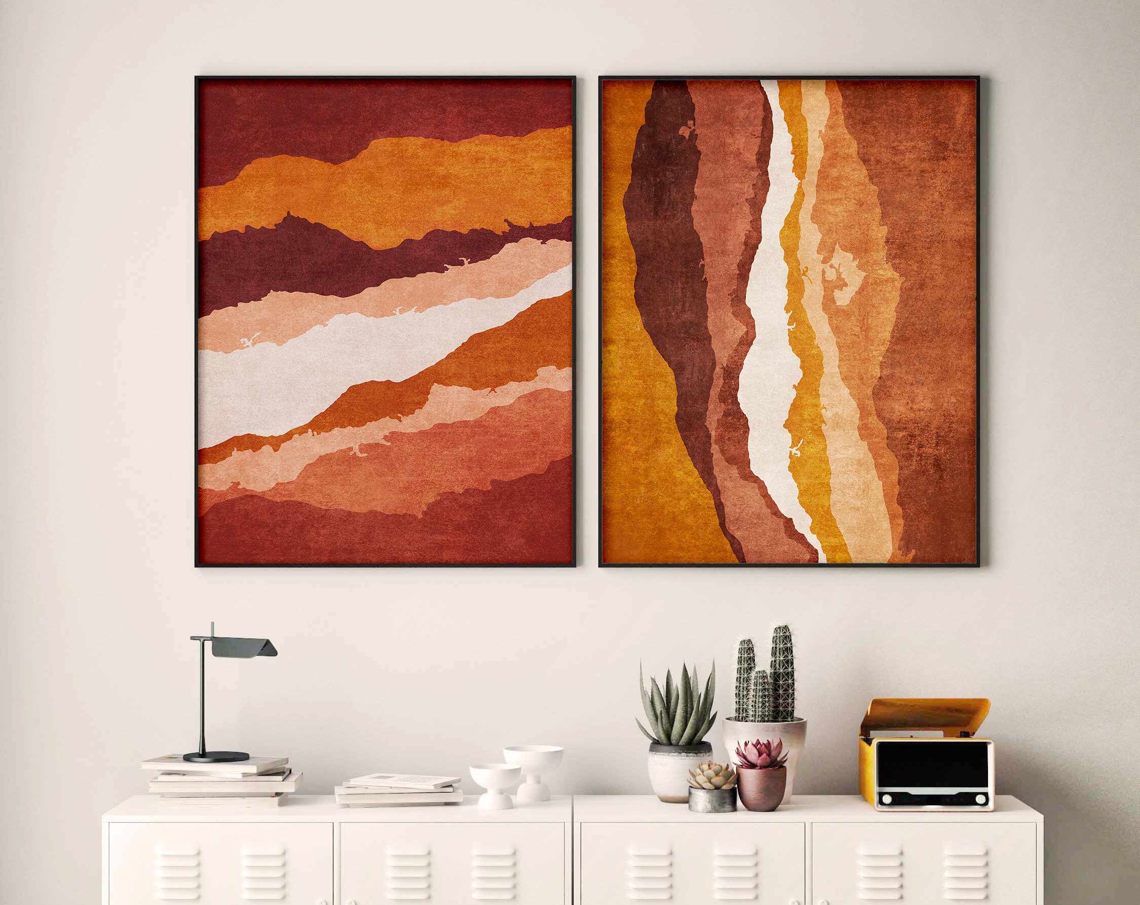 Set of 2 Terracotta Wall Art Large Abstract Wall Art Earth - Etsy