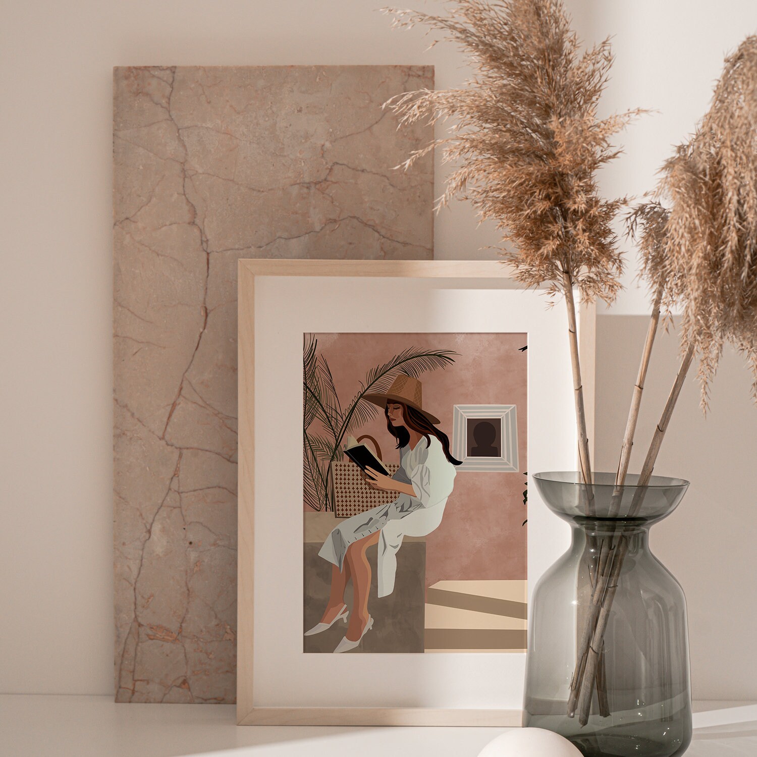 Boho Woman Reading Book Print Art. Modern Woman Poster. Smart | Etsy