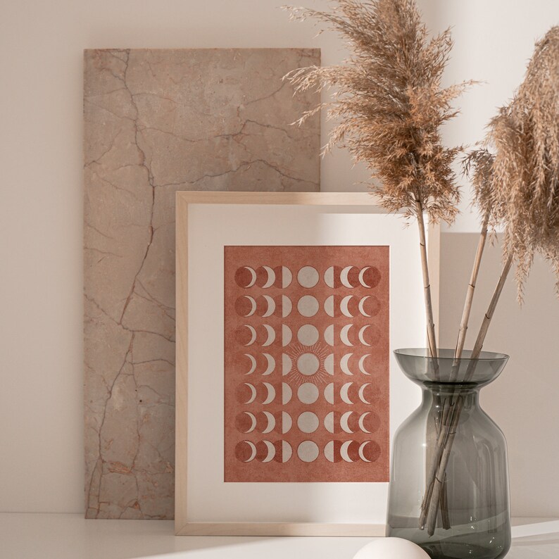 Astrological Moon Phases Poster Boho Abstract Moon Print | Etsy