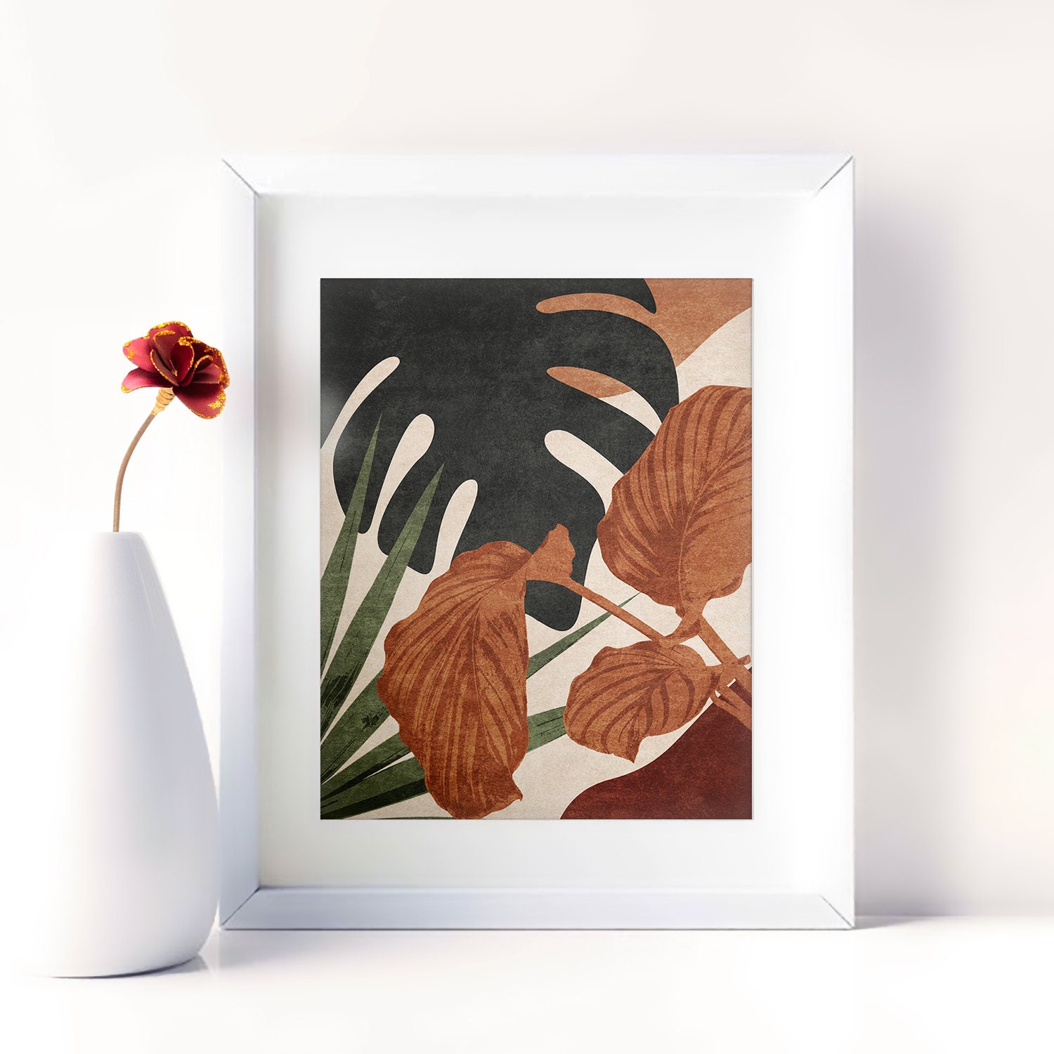Abstract Botanical Print Tropical Wall Art Boho Home Decor | Etsy