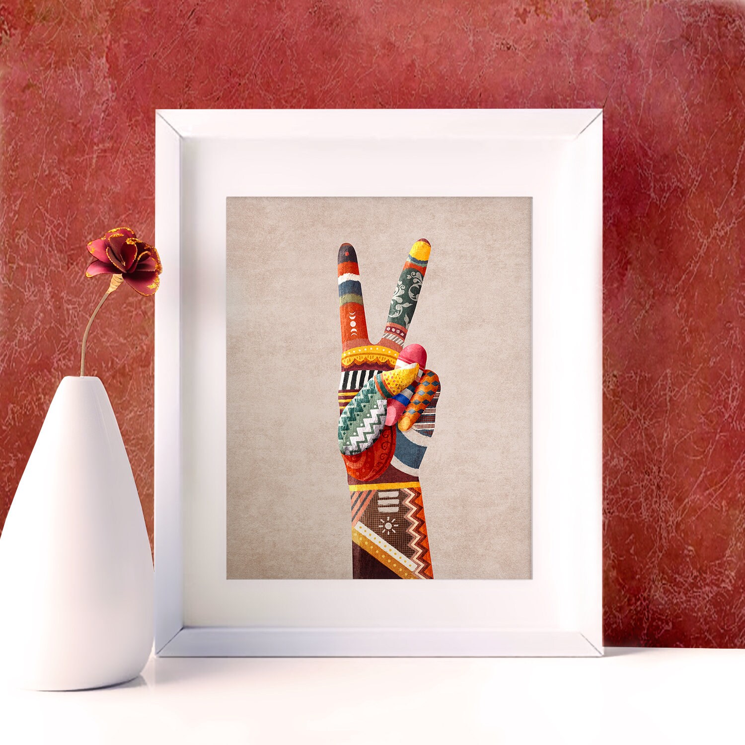 Peace Sign Print, Hand Illustration Art, Printable Wall Art, Feminist ...