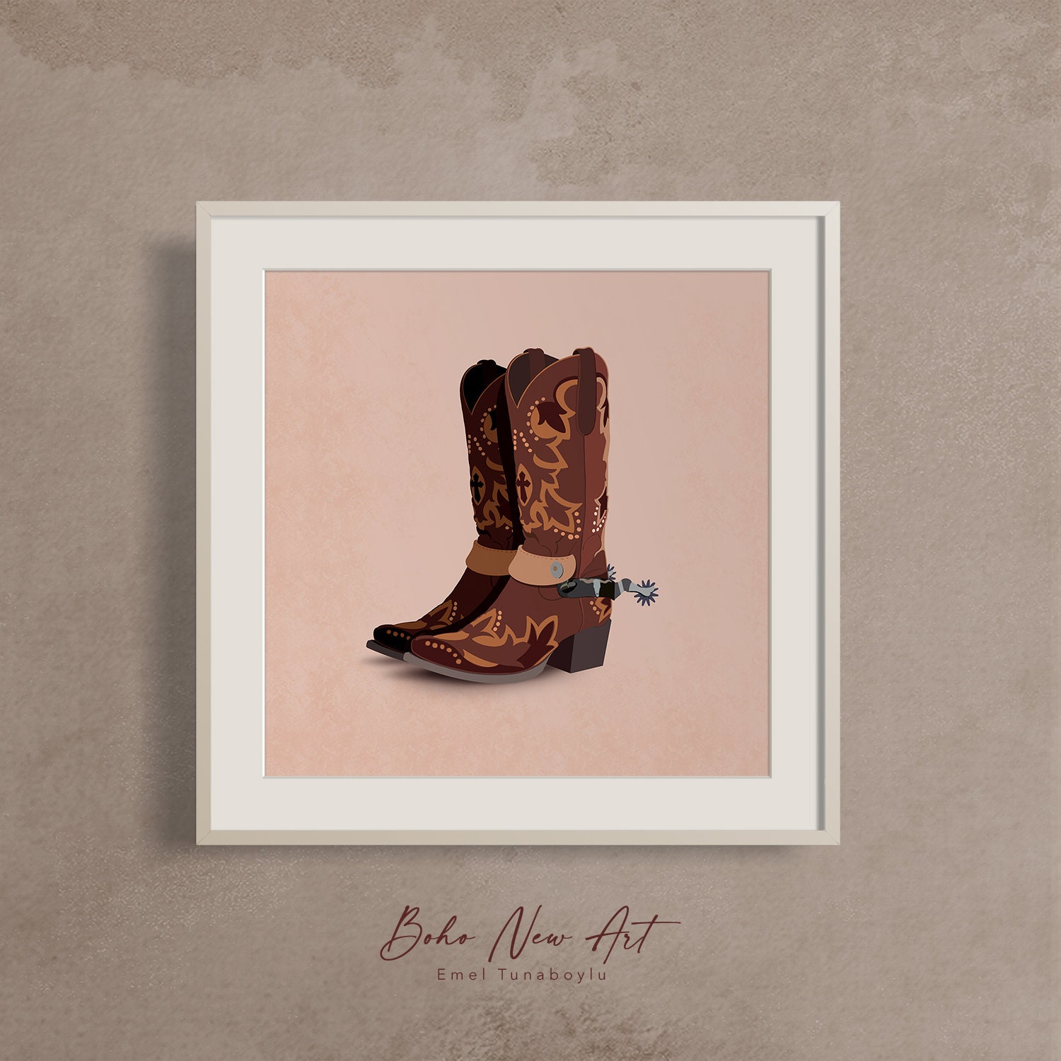 Set of 2 Western Boho Cowgirl Western Boot Set Wall Art - Etsy