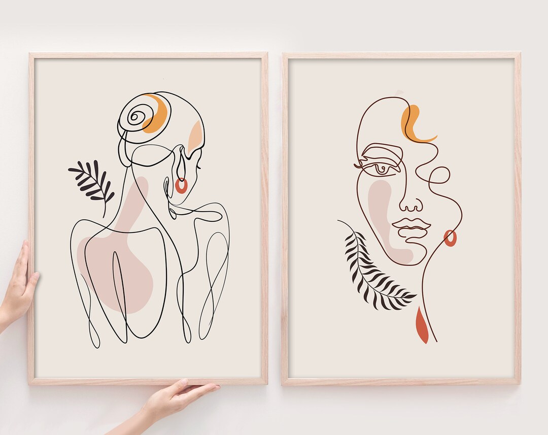 Female Line Drawing, Modern Minimalist Classy Elegant Abstract Art, One ...