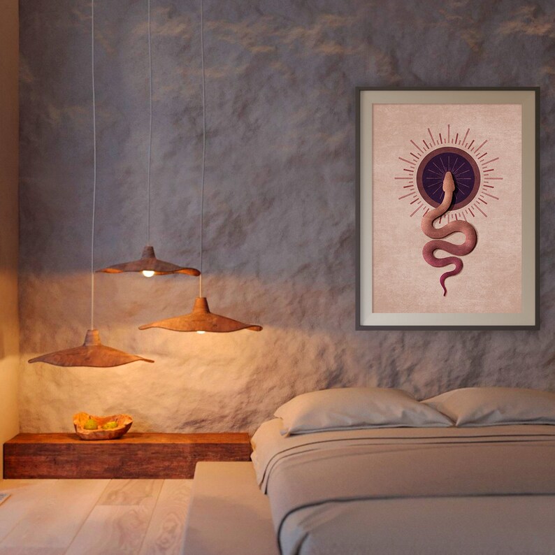 Snake Art Print. Abstract Serpent Art Poster. Healing Sun - Etsy