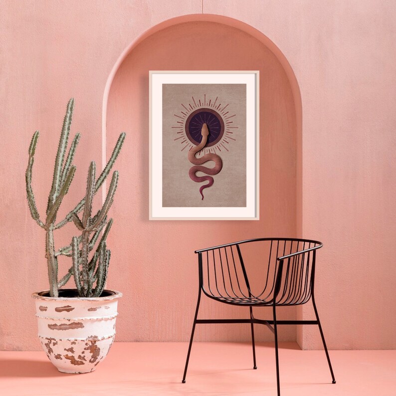 Snake Art Print. Abstract Serpent Art Poster. Healing Sun - Etsy