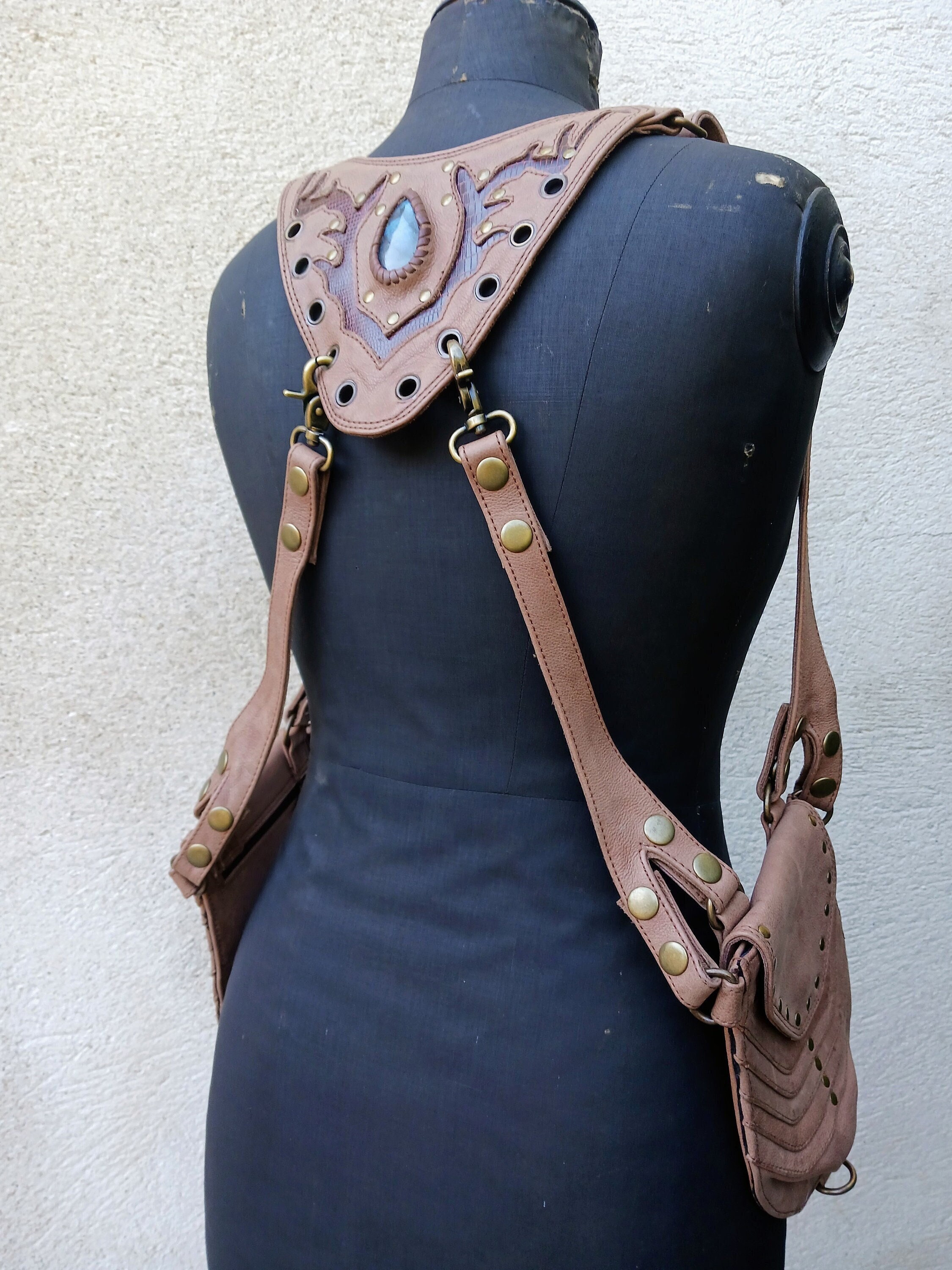 Beige Leather Holster Jacket Shoulder Bag Holster Double - Etsy