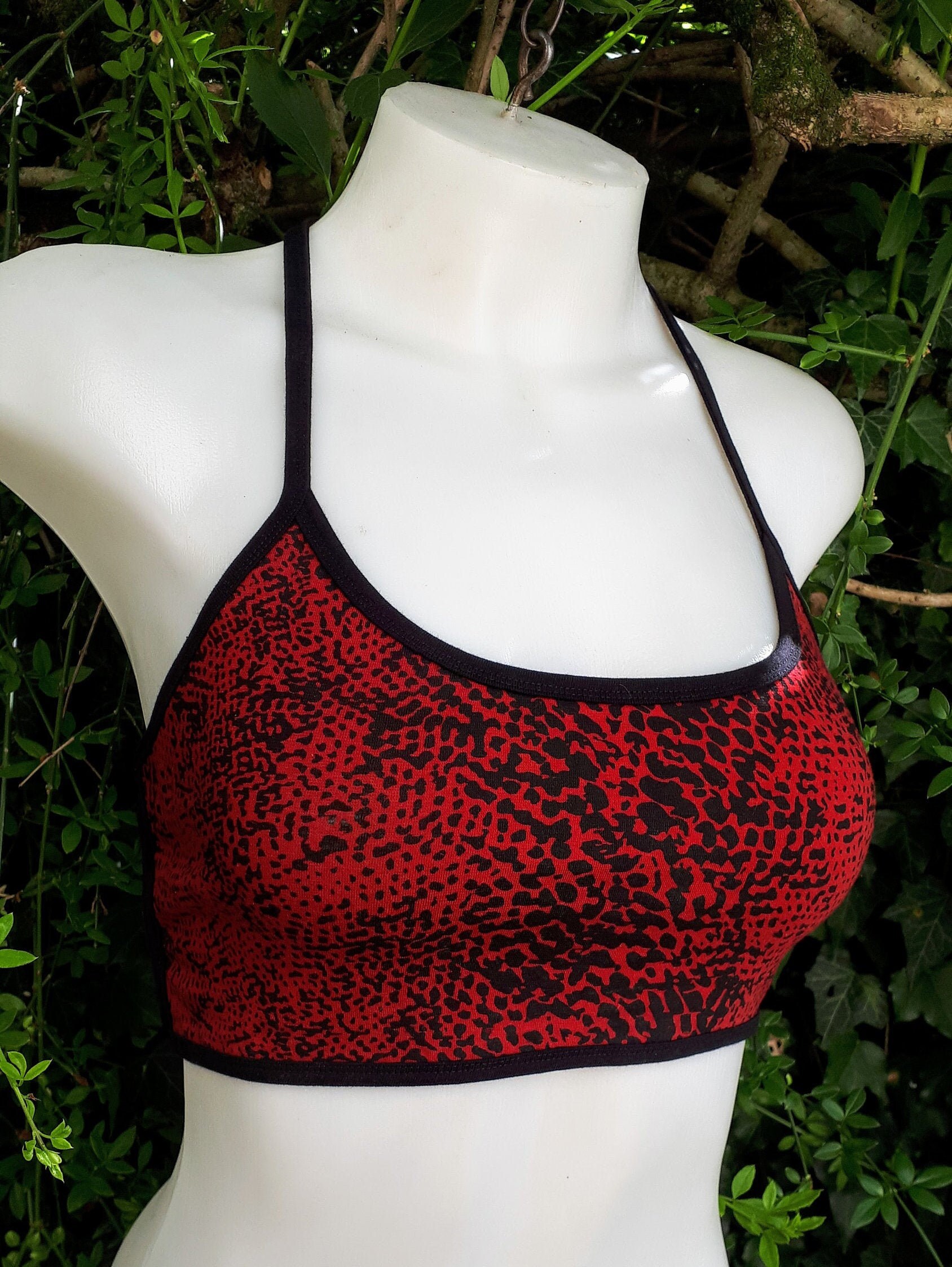 Blue Leopard Print Cotton and Lycra Bra Halter Top Bralet - Etsy