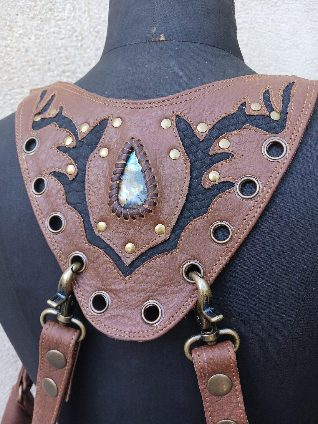 Brown Leather Holster Jacket, Shoulder Bag, Holster, Double Utility Bag ...