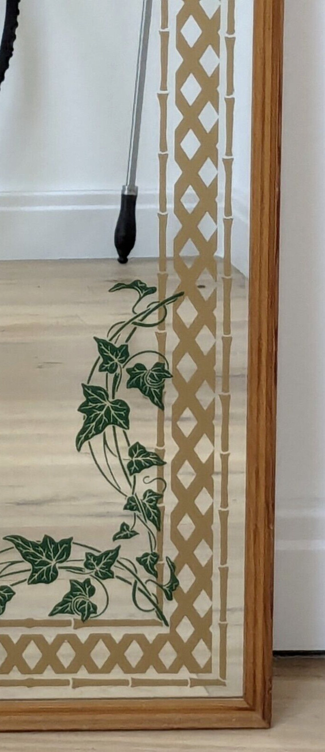 Vintage Mirror Bamboo Ivy Design Brown Green Wood Frame 38in/97cm X ...