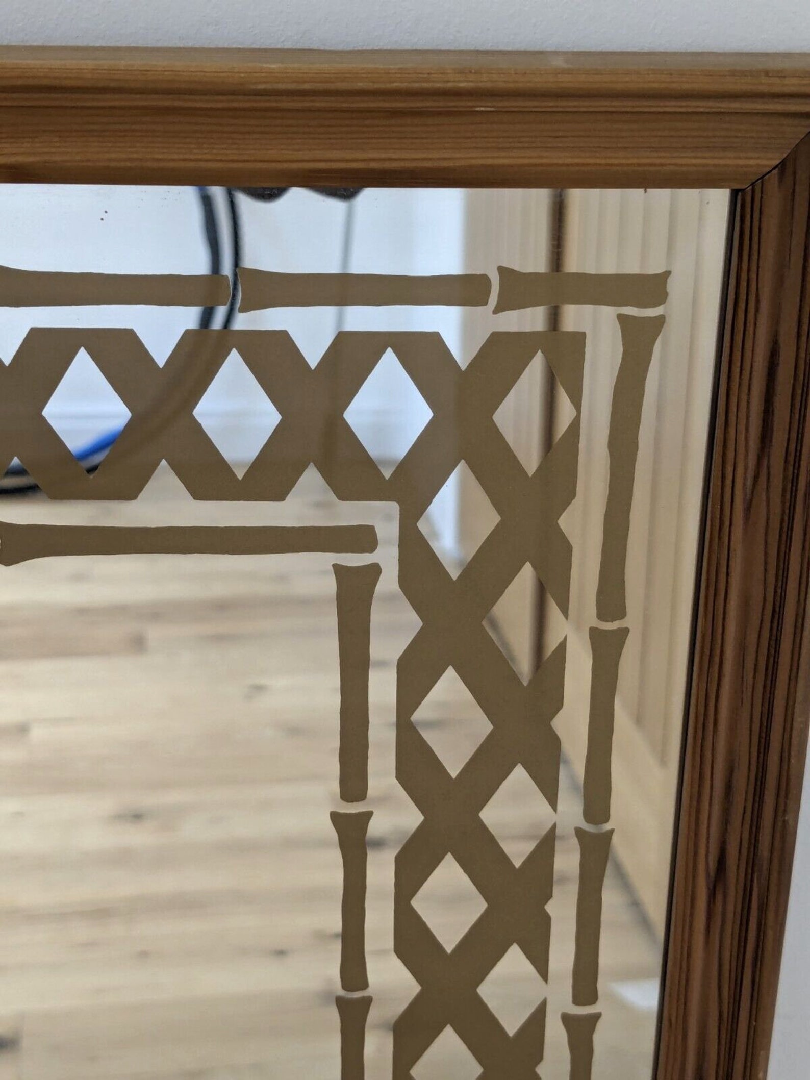 Vintage Mirror Bamboo Ivy Design Brown Green Wood Frame 38in/97cm X ...